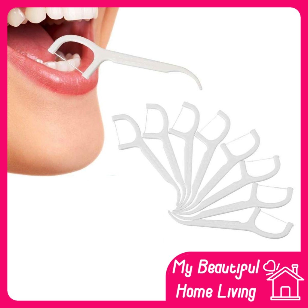 (WITH FLUORIDE) 50pcs 60pcs Teeth Floss Dental Floss Dental Stick Silk ...