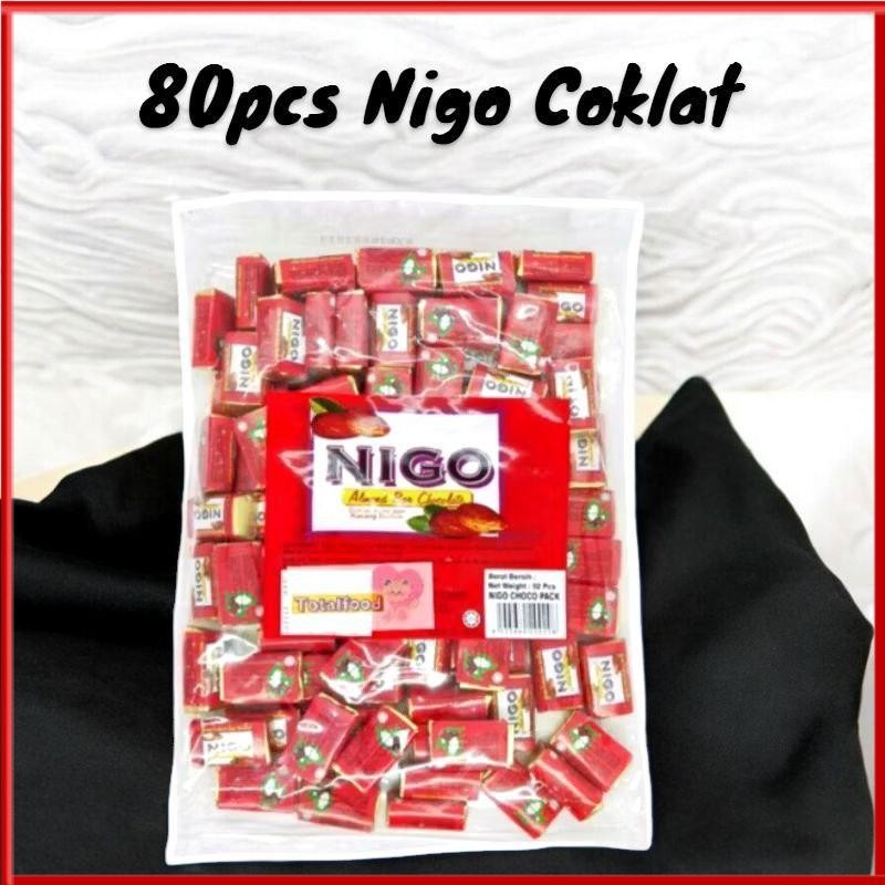 Nigo Almond Bar Chocolate Coklat Susu dan Kacang Badam 80pcs | Shopee ...