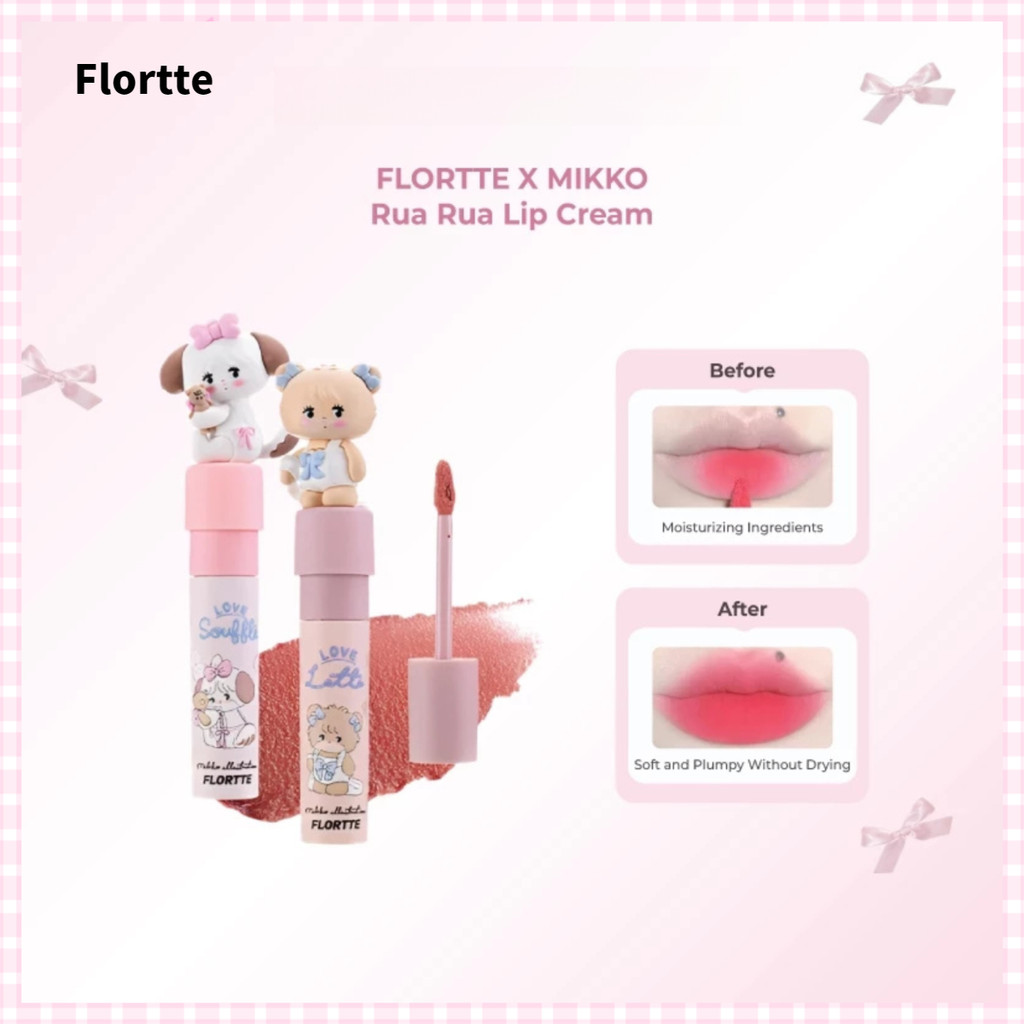 FLORTTE X MIKKO Lip Makeup Long lasting Waterproof Rua Rua Lip Cream Ice Cube Watery Lip Glaze 2 ...