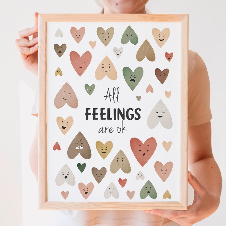 Feelings Chart Therapy Office Decor Mental Health School Counselor Boho ...