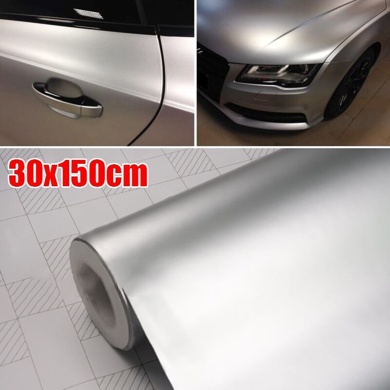 [WELV] 30*150CM Satin Matte Chrome Metallic Silver Vinyl Film Wrap ...