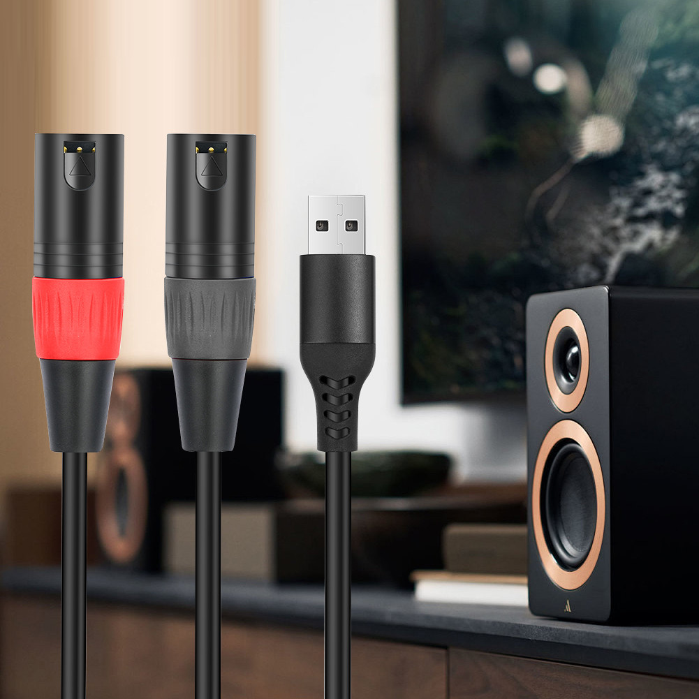 USB To Dual XLR Male Output Cord PC USB To Stereo Audio Cable Converter ...
