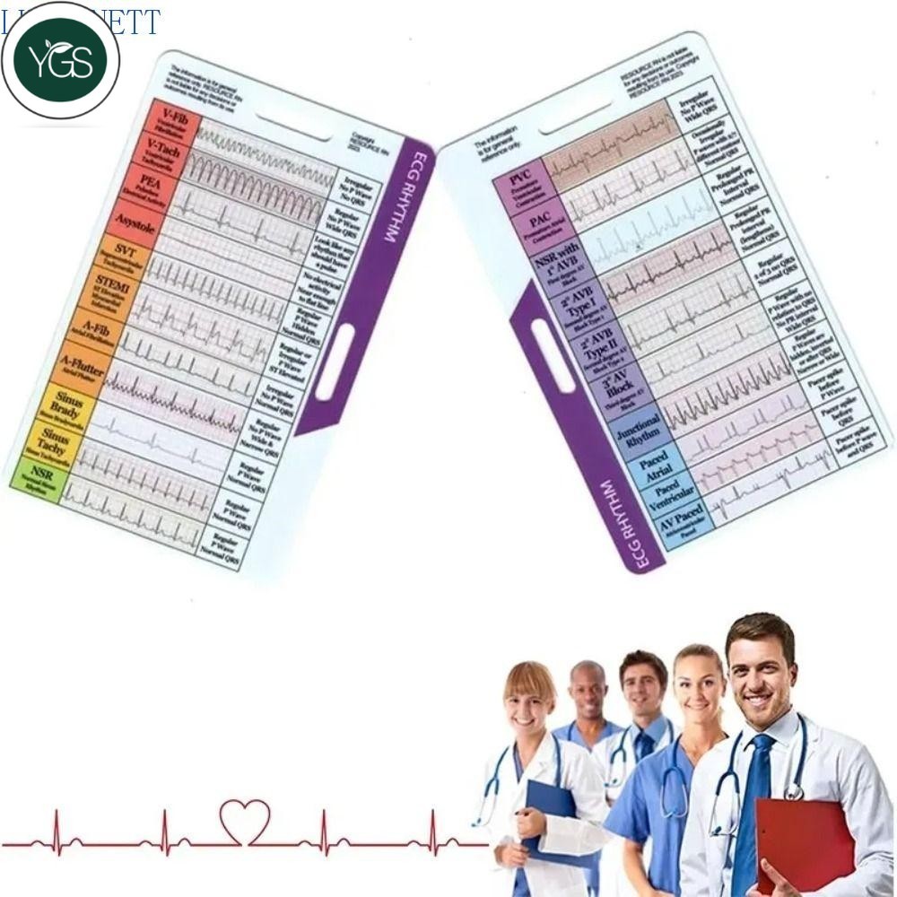 YGS Ecg/ekg Rhythm Pocket Card, Plastic Precision Measurement Ecg Self ...