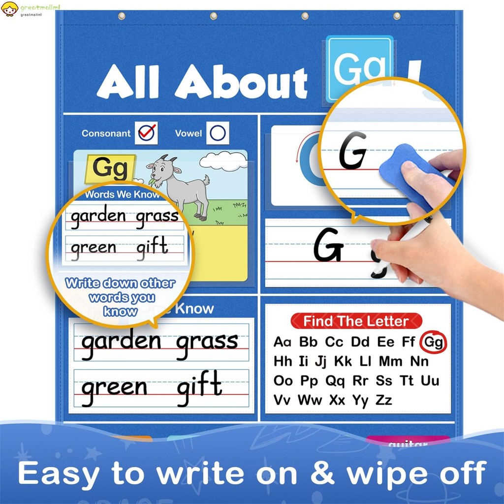 Alphabet Learning Pocket Chart Handwriting Practice Letter Tracing for ...