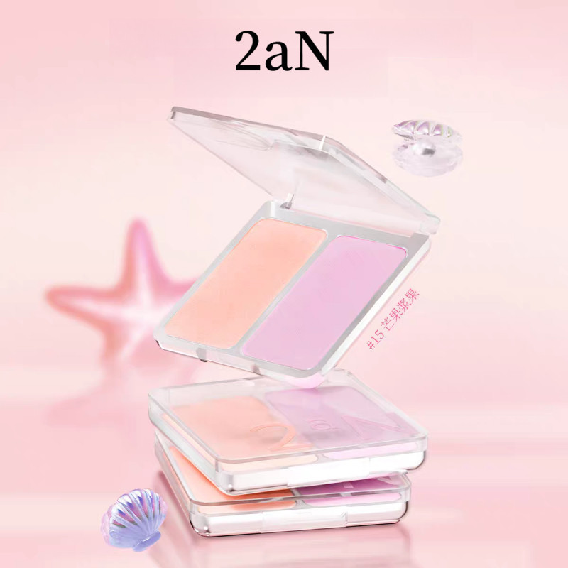 2aN Double Color Powder Blusher Pink Women'S Group Puff Blush Purple ...