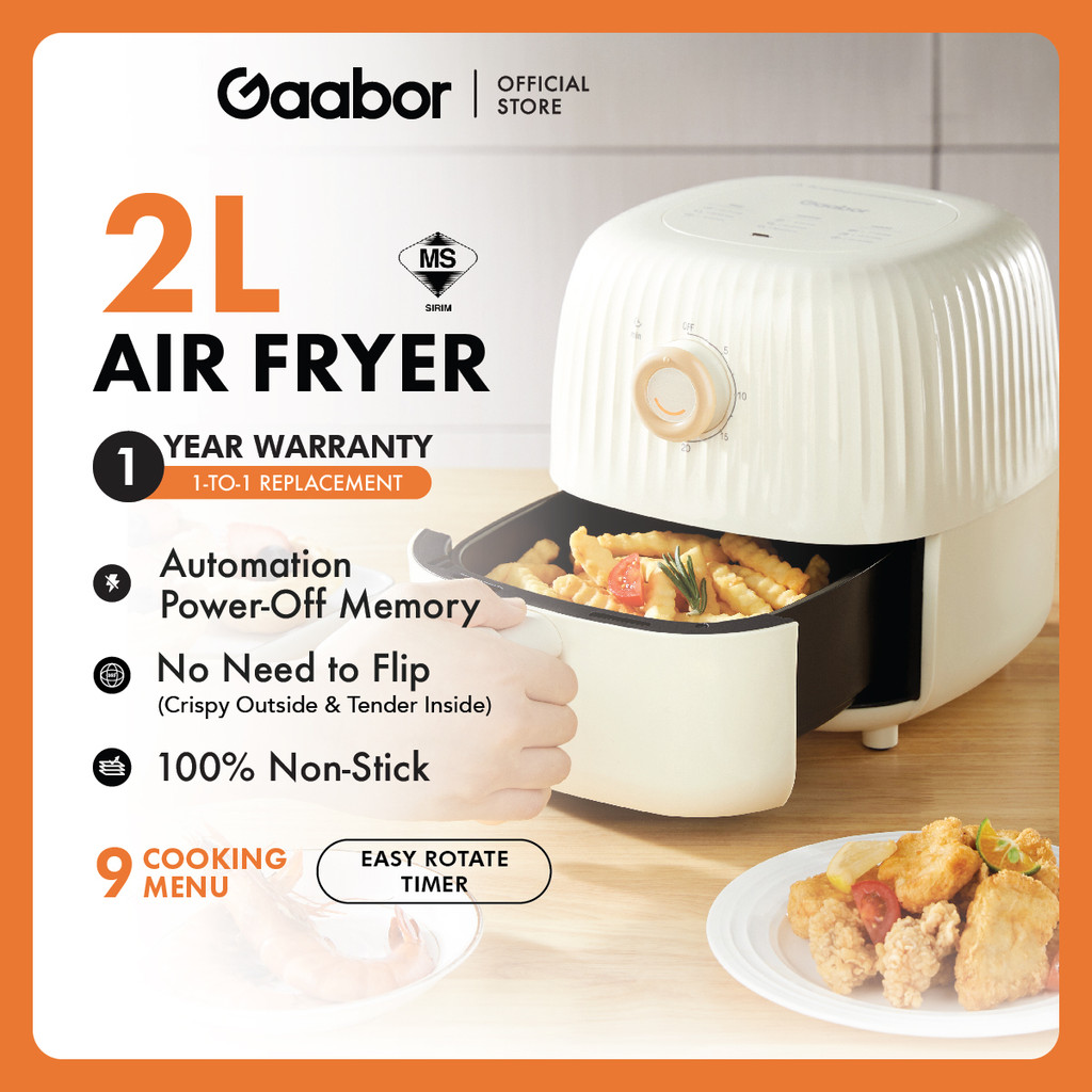 Gaabor Homepro 2L Air Fryer 9 Presets Auto Shut-Off Memory Non-Stick ...