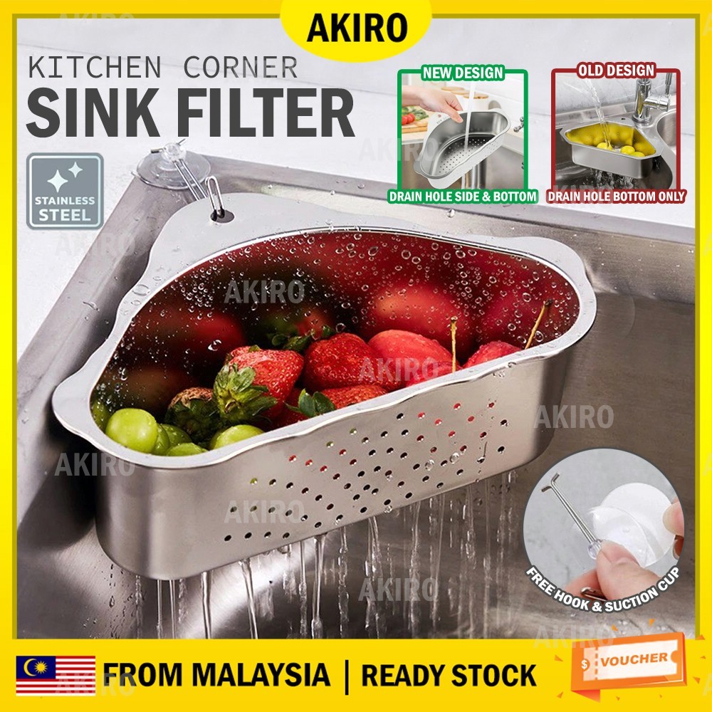 AKIRO Stainless Steel Kitchen Sink Strainer Corner Food Waste Leftover ...