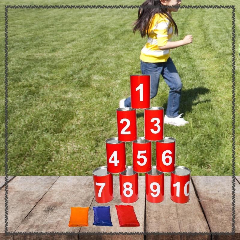 [MCA] Knockdown Can Game Set Kids Adults Yard Birthday Holiday Bean Bag ...