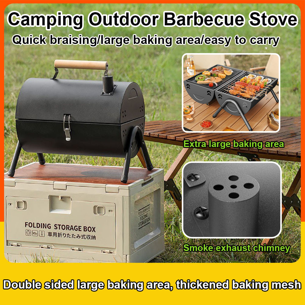 Outdoor Camping Cooking Smoker Grillr Double Sided Barbecue Set ...