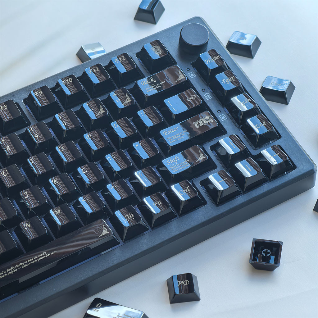 【Porcelain Feeling】Black Similar Porcelain Keycaps Cherry Profile PBT ...