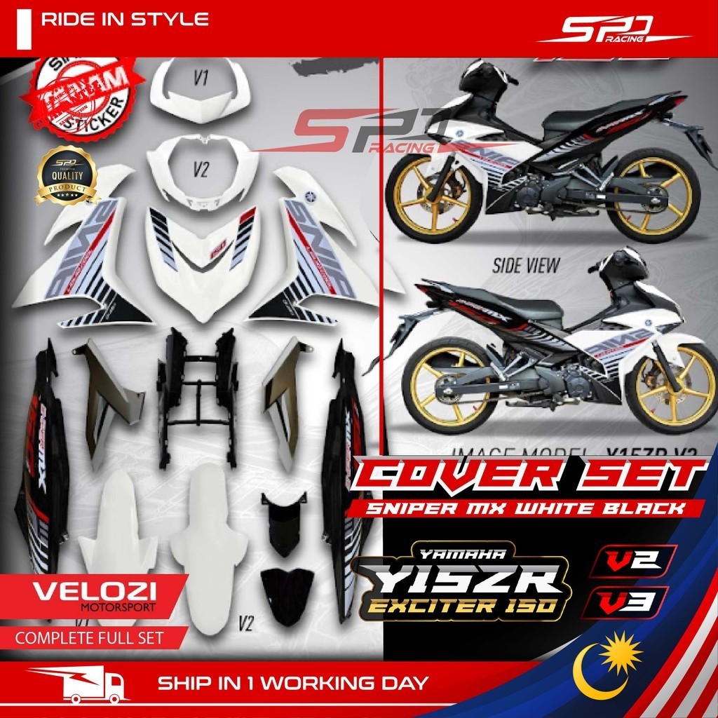 Y15 V2 V3 Cover Set Original VELOZI Sticker Tanam YAMAHA Y15ZR V1 V2 V3 Tahun 2023 Sniper MX ...