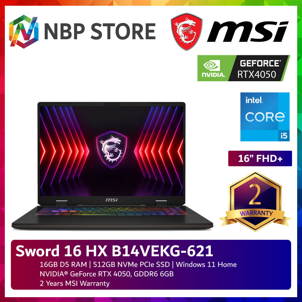 MSI Sword 16 HX B14VEKG-621 16'' FHD+ 144Hz Gaming Laptop | Shopee Malaysia