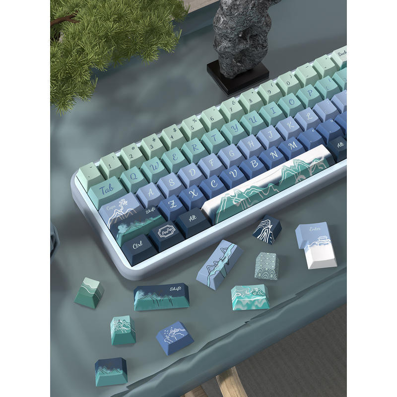 Serenity Breeze PBT Dye-Sub Cherry Custom Keycap Set for Mechanical ...