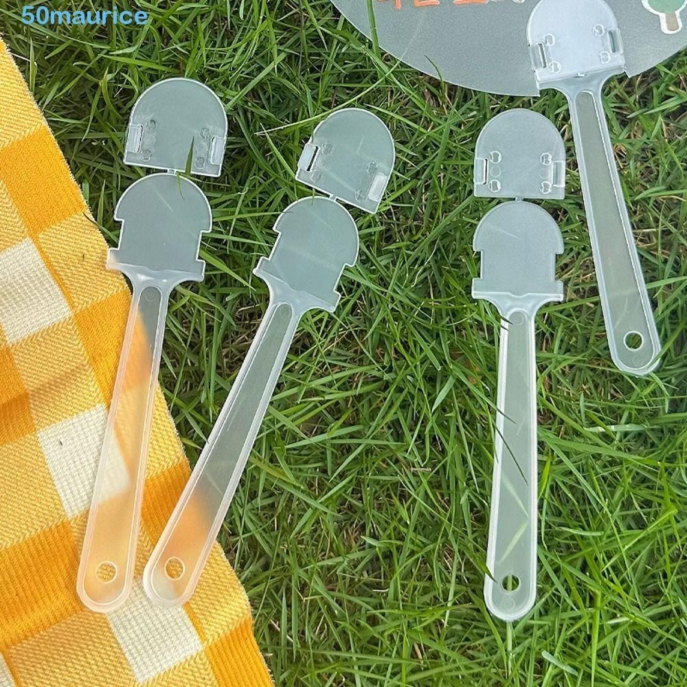 MAURICE 10Pcs Graffiti Fan Handle, Transparent Plastic Hand Fan Handle ...