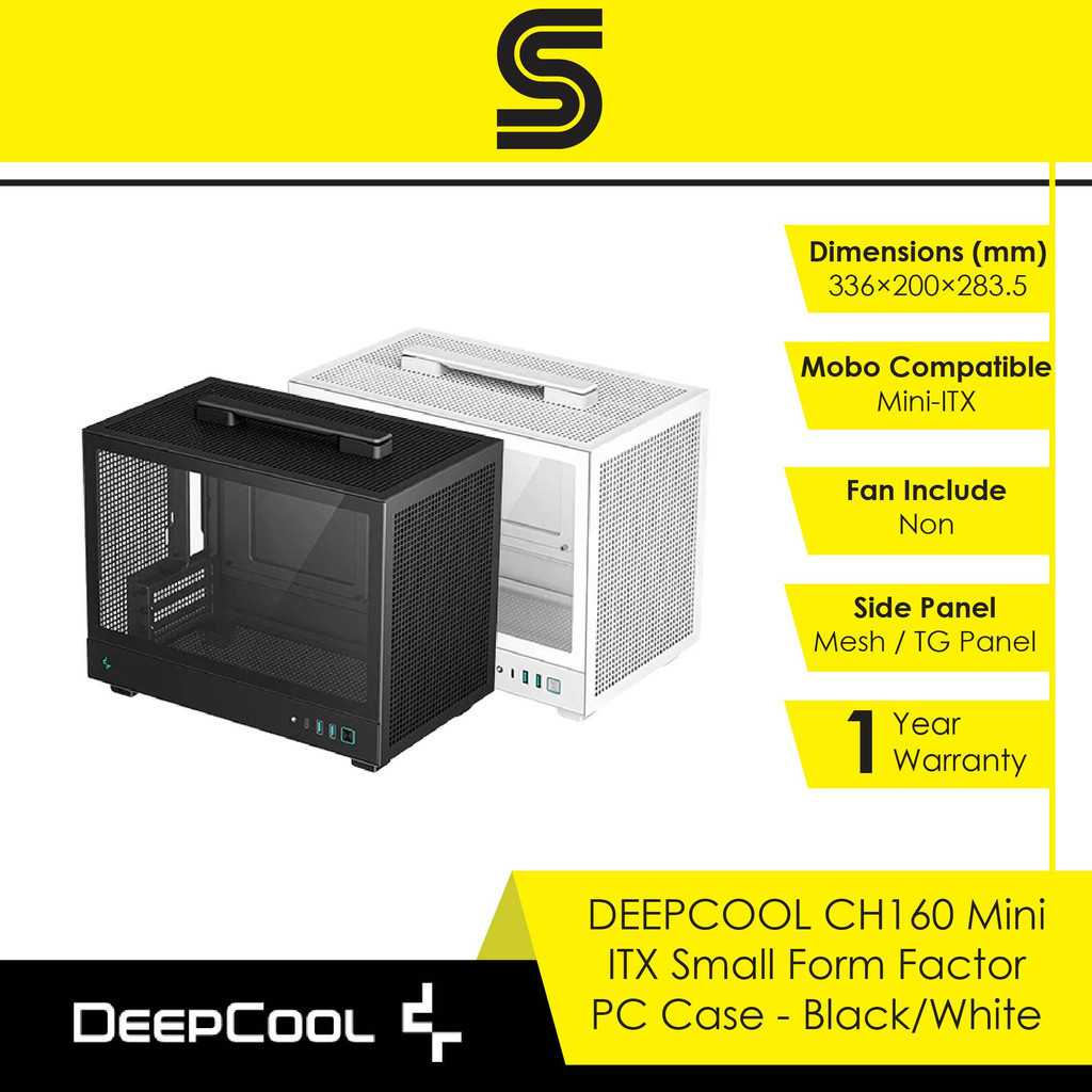 DEEPCOOL CH160 Mini-ITX Small Form Factor PC Case - Black | White ...