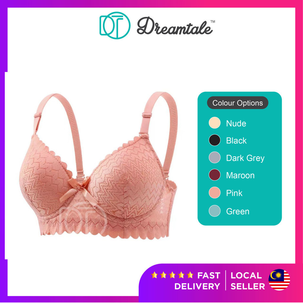 [Plus Size BC Cup] Dreamtale Women Bra Scallop Trim Lace Bra Wired Bra ...