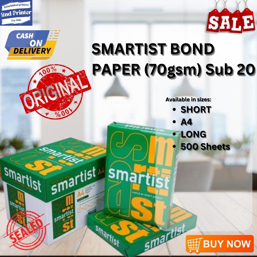 Smartist Bond Paper Long / Short / A4 70 GSM Sub 20 500 Sheets (2nd ...