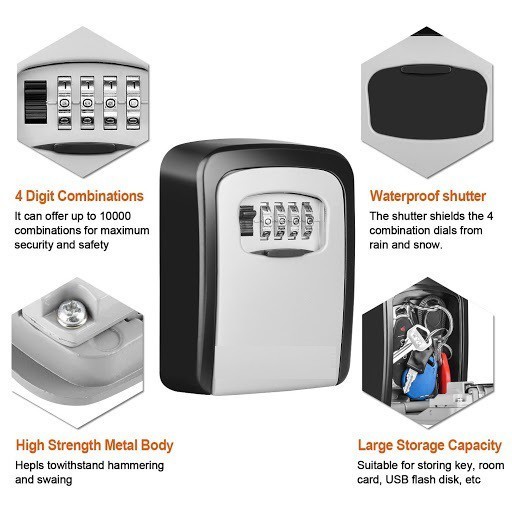 Self check in Solid Metal 4 digit password Key Box Locker Peti kunci ...