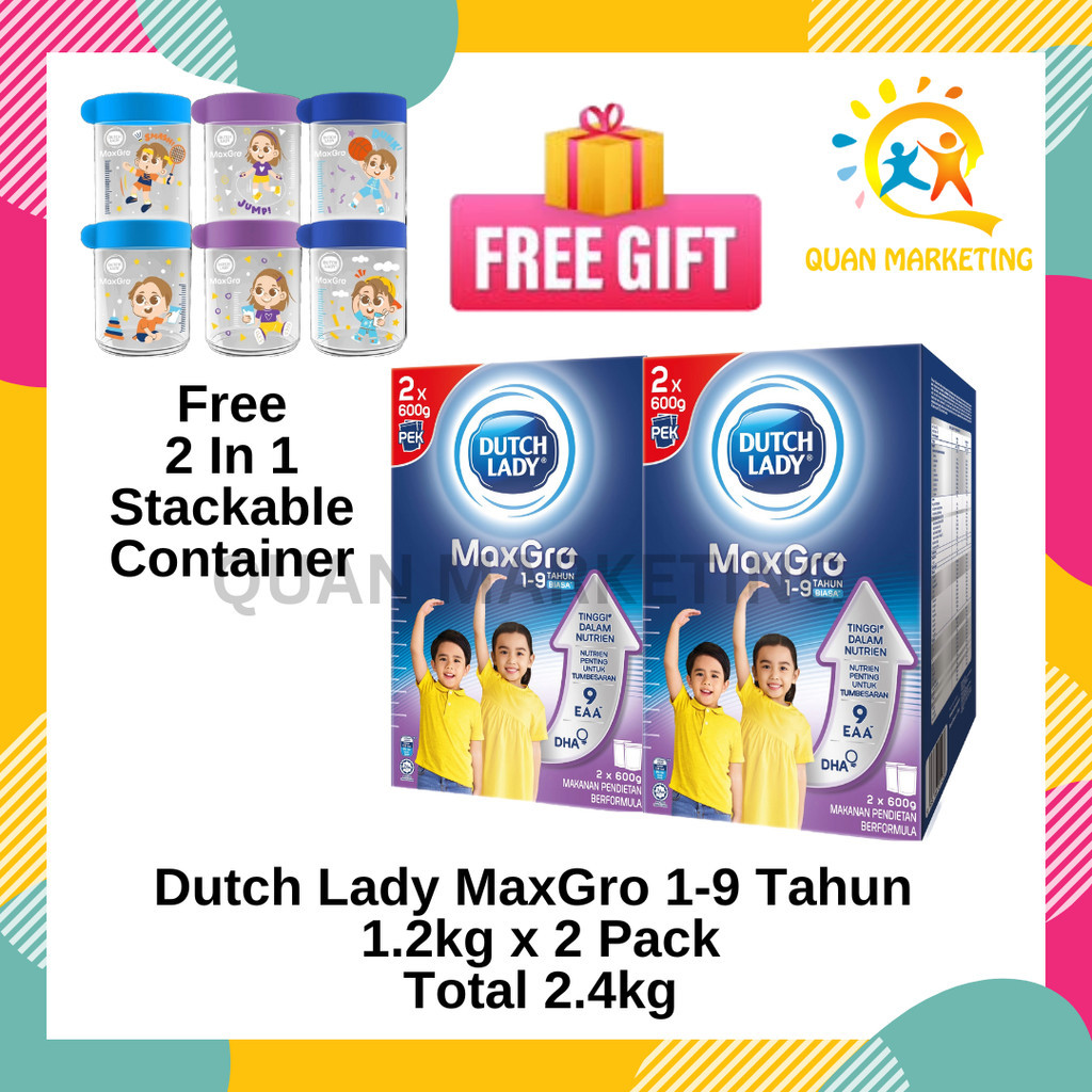 Dutch Lady MaxGro 1-9 years (1.2kg x 2) [2.4kg] | Shopee Malaysia