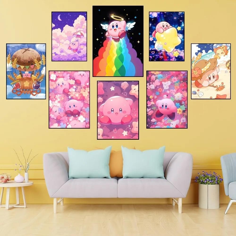 Poster Cetak Kartun Kirby yang Comel untuk Hiasan Dinding Bilik Tidur ...