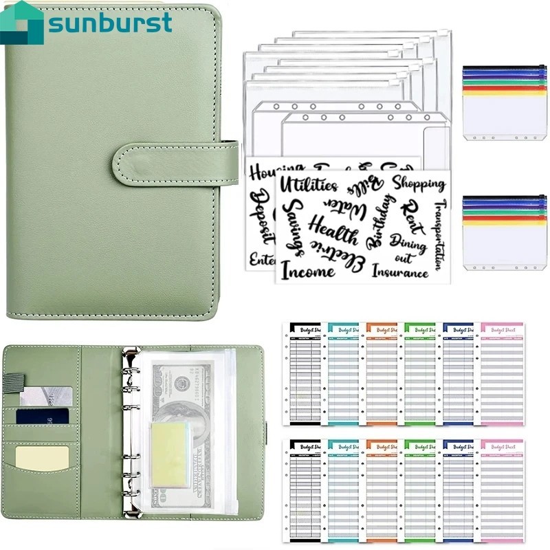 6 Holes A6 PU Leather Budget Binder Notebook - Budget Planner - for ...