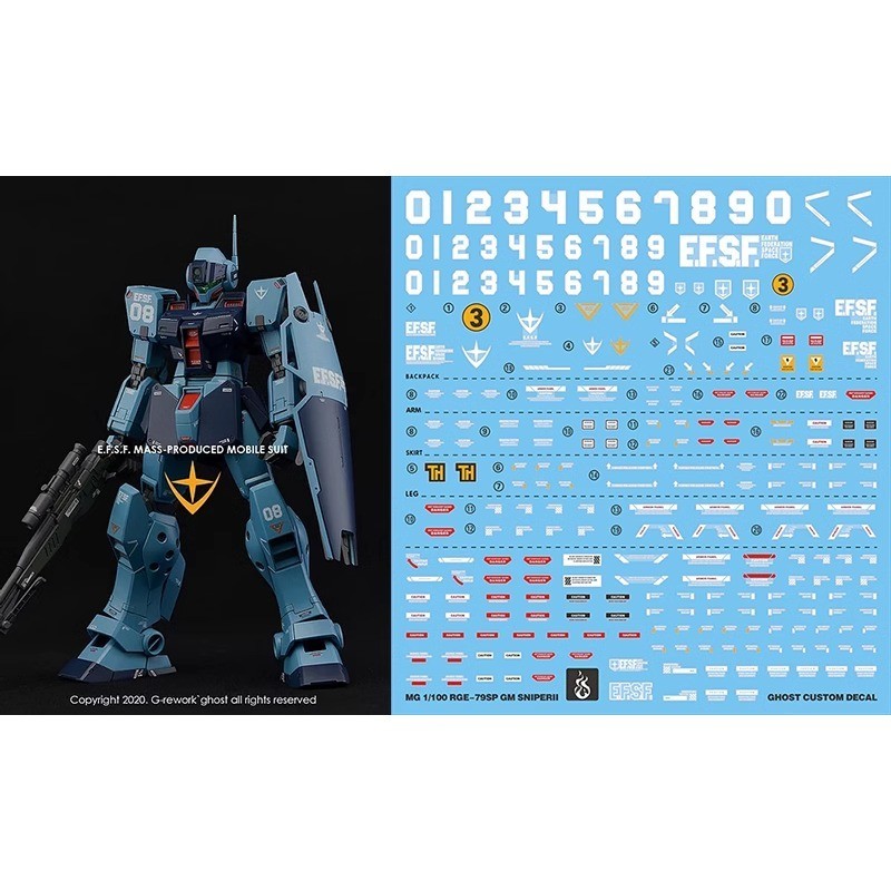 YAN Decal for MG 1/100 RGM-79SP GM SNIPER II Mobile Suit Model Action ...