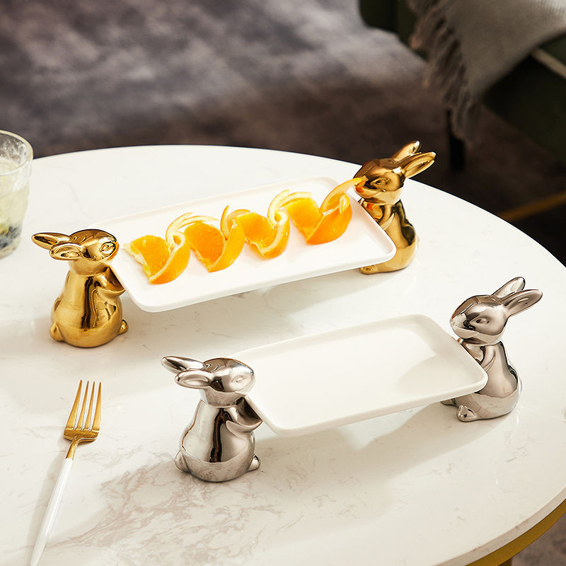 Exquisite Fruit Plate Nut Plate Ceramic Snack Stand Cake Tray Light ...