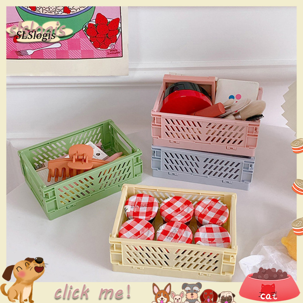 SGW_ Storage Basket Solid Color Oblong Shape Folding Lightweight Anti ...