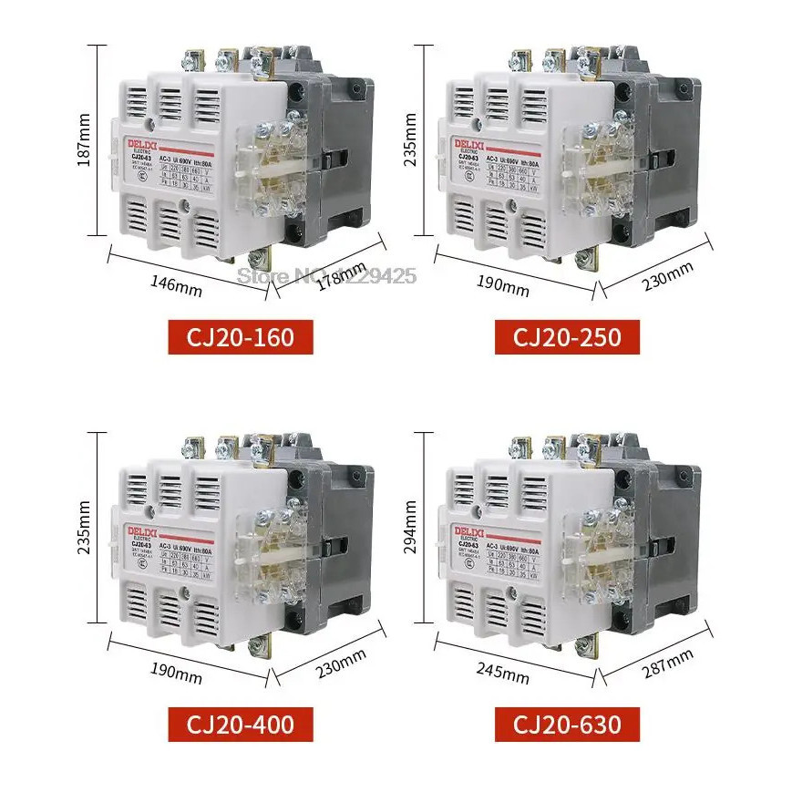 Original DELIXI CJ20 CJ20-63 CJ20-100 AC Contactor CJ20-63 Single Phase 220V 3 Phase 380V CJ20 ...