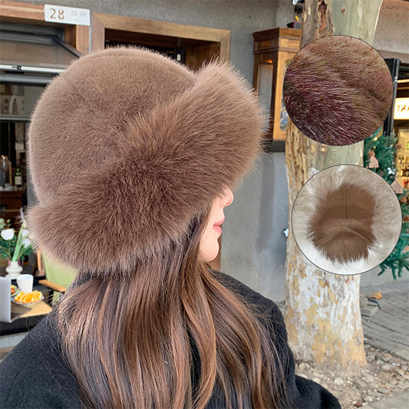 Super Fashion Winter Snow Hat Faux Fur Thick Women Fluffy Fur Cap Ski ...