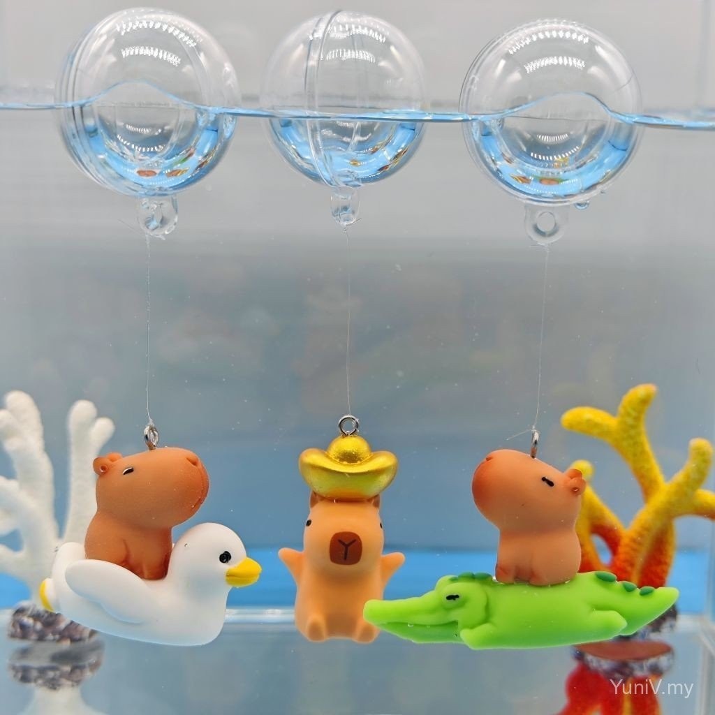 Capydas simulasi capybara yang comel, akuarium karpi, landskap mikro ...
