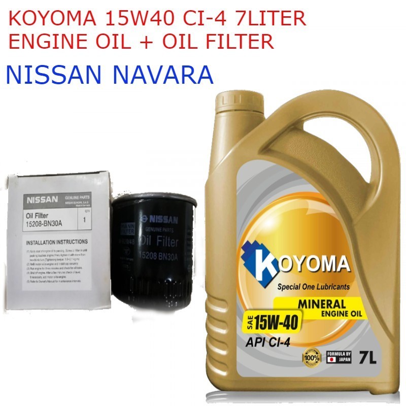 NISSAN NAVARA ALL MODEL OIL FILTER + KOYOMA 15W40 CI-4 7LITER ENGINE ...