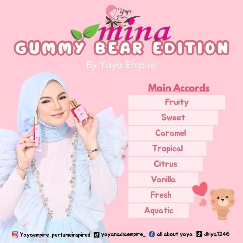 YAYA Perfume 30ml Bear Edition Mia Azahar Dino Gummy Bear Bellaz Original HQ | Shopee Malaysia