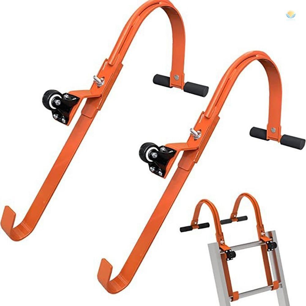 2 Pcs Ladder Roof Hooks with Wheel Heavy Duty Steel Ladder Stabilizer ...