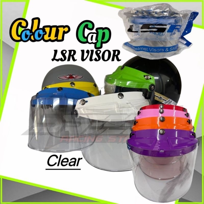 LSR VISOR 3BUTTON COLOUR CAP WITH VISOR CLEAR SUITABLE HELMET MHR MS88 ...
