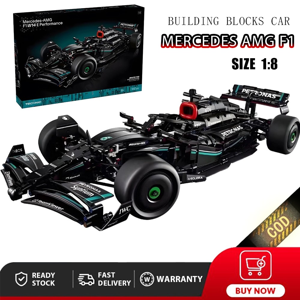 Building Block Toys Mercedes Amg F1 Bricks W14 E Performance Sports Car ...