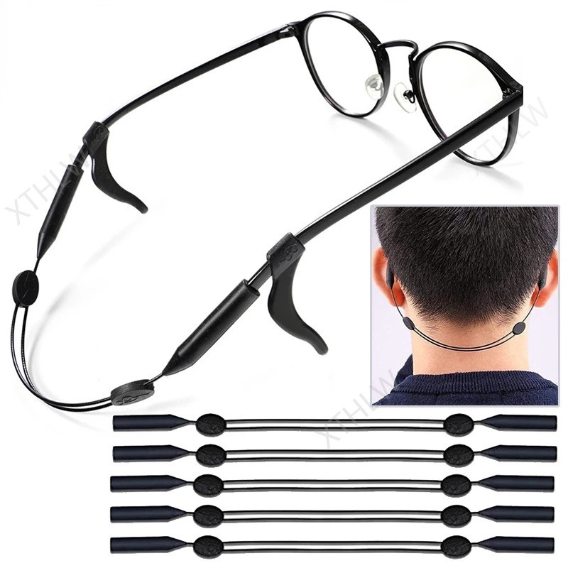 Universal black non-slip elastic silicone eyeglasses strap | Shopee ...