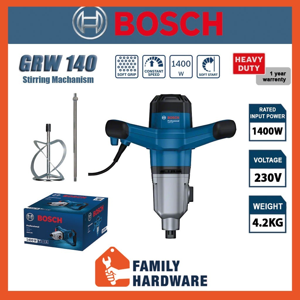 BOSCH GRW 140 1400W Professional Stirring Mechanism Power Mixer Paint ...