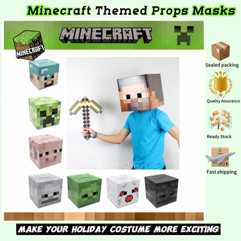 Minecraft Themed Props Masks - Creeper, Steve, Enderman Headsets | Game ...