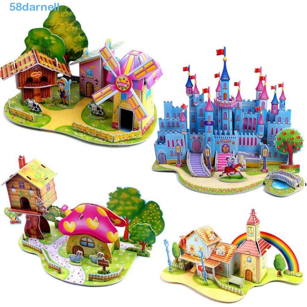 DARNELL DIY Puzzle Castle Assembling Model, Paper House Cartoon House ...