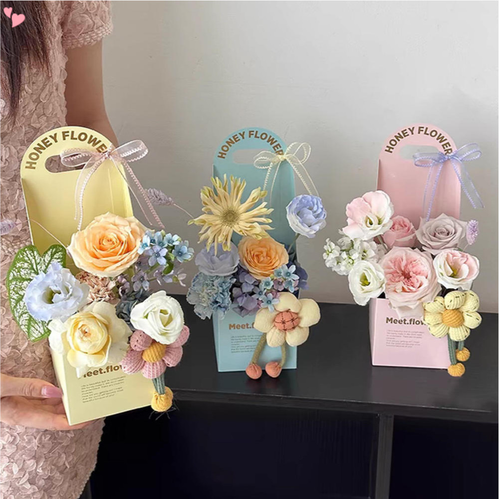 Kraft Paper Flower Gift Bags Bouquet Bags with Handle Flowers Wrapping ...