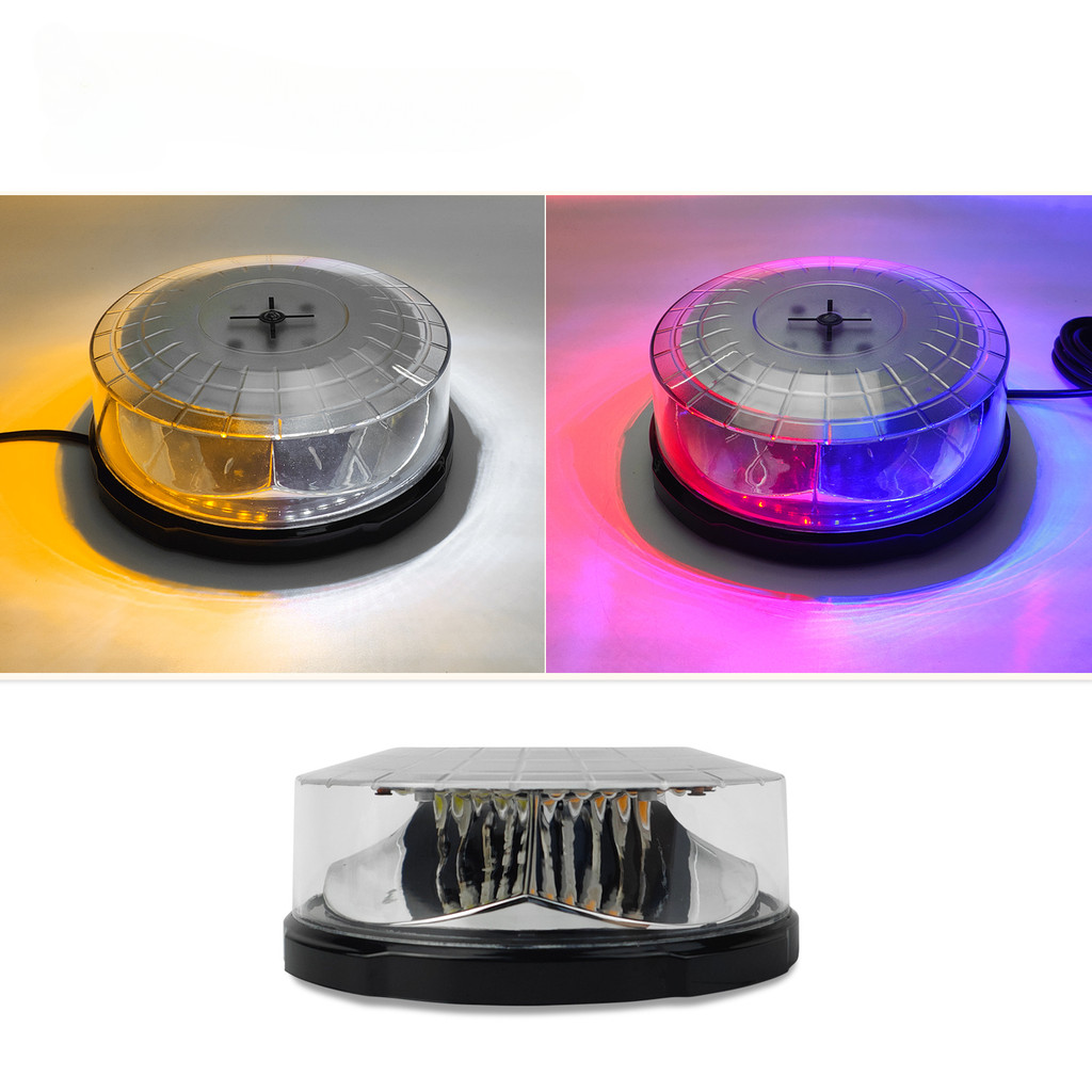 Car LED Roof Light Strobe Warning Light Round Long Row Ceiling Light ...