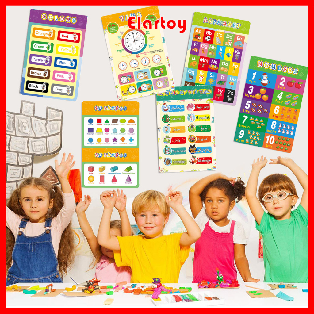 16 Pcs Chart For Kid Educational Wall English Alphabet Numbers Chart ...