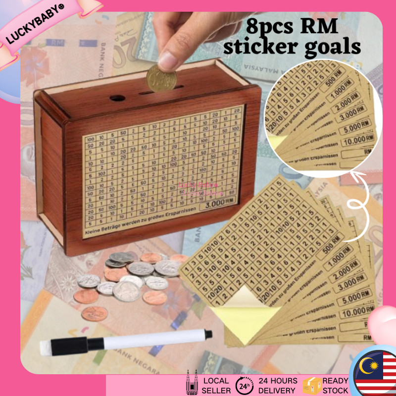 MSIA SHIP!! Modern Money Saving Box Wood Money Box with Number on The ...