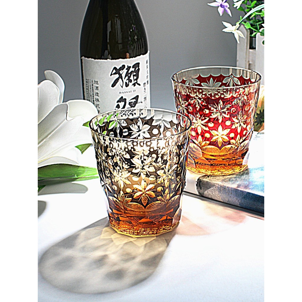 Japanese Style Edo Kiriko Handmade Crystal Glass Whiskey Glass Rock ...