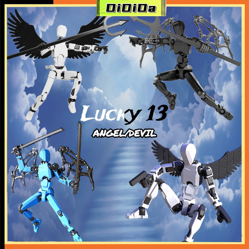 Lucky 13 Action Figure Multi Jointed Movable Robot Angel and Devil ...