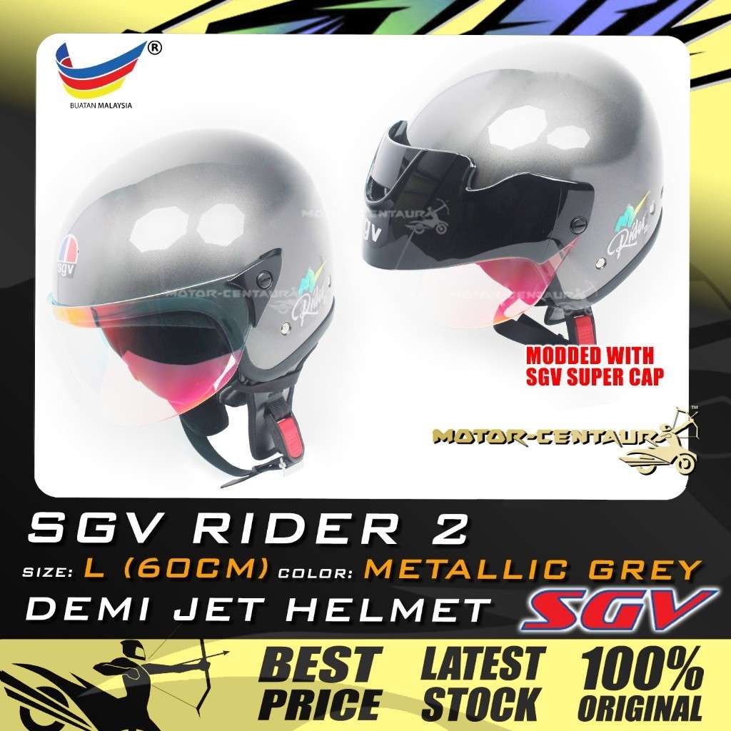 TOPI KELEDAR SGV HELMET RIDER 2 II METALLIC GREY SIZE: L 60CM SIRIM ...