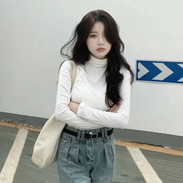 baju perempuan style inner neck De baju asas leher tinggi baldu untuk ...