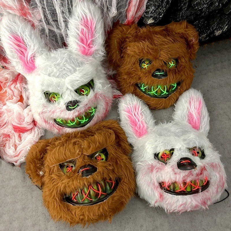 Creative Holiday Mask Bloody Rabbit Bear Creepy Halloween Horror Adult ...