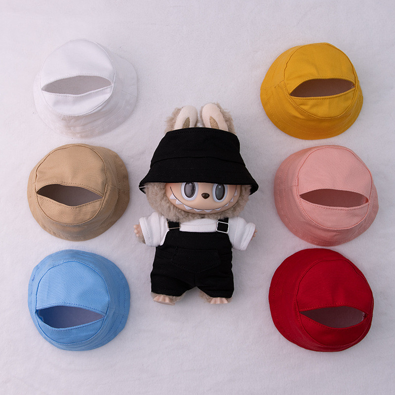 17cm Labubu Bucket Hat Macaron Vinyl Labubu Doll Clothes Labubu Opening ...